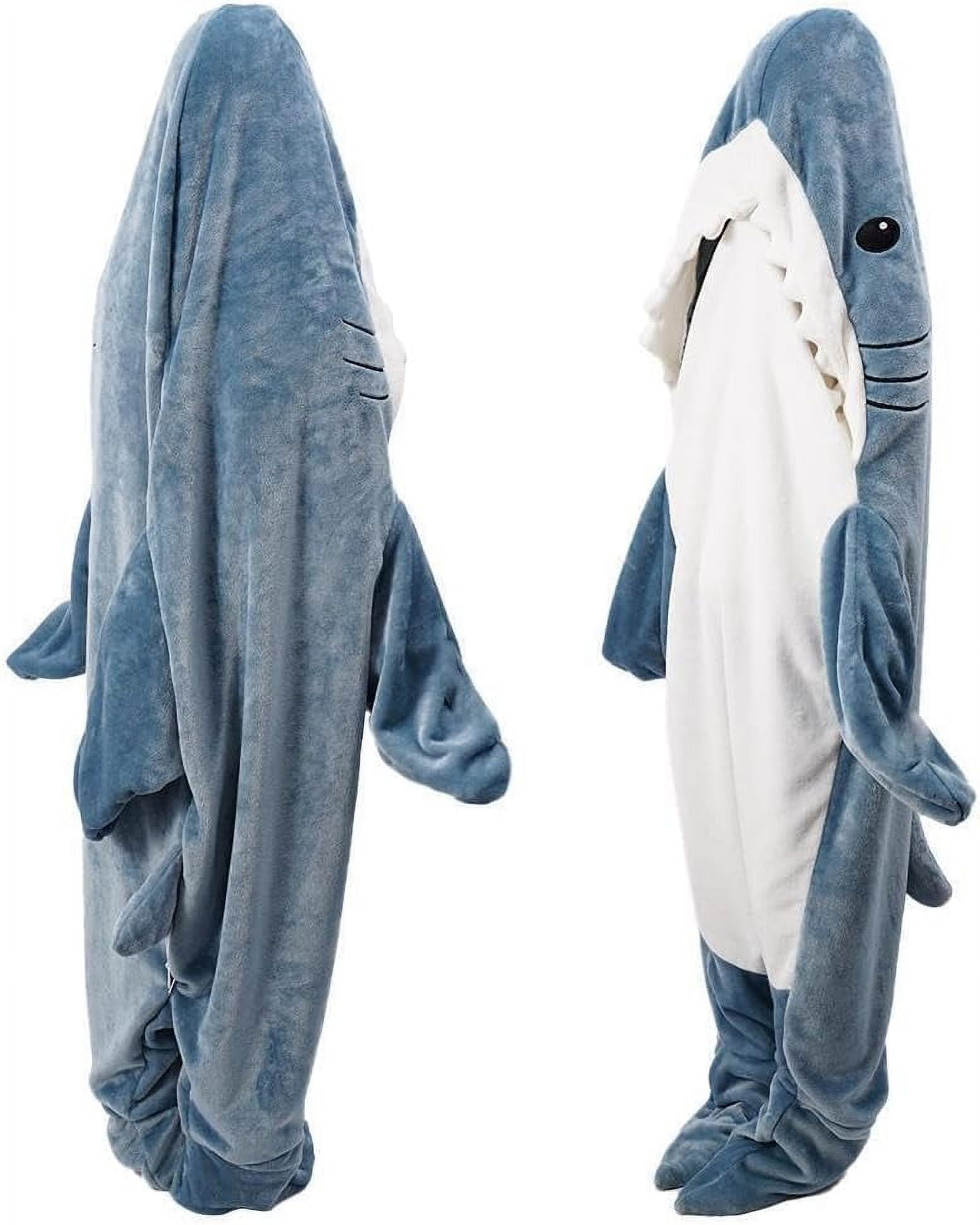 Shark Blanket Hoodie Onesie with Feet,Soft Cozy Flannel Wearable Fleece ...
