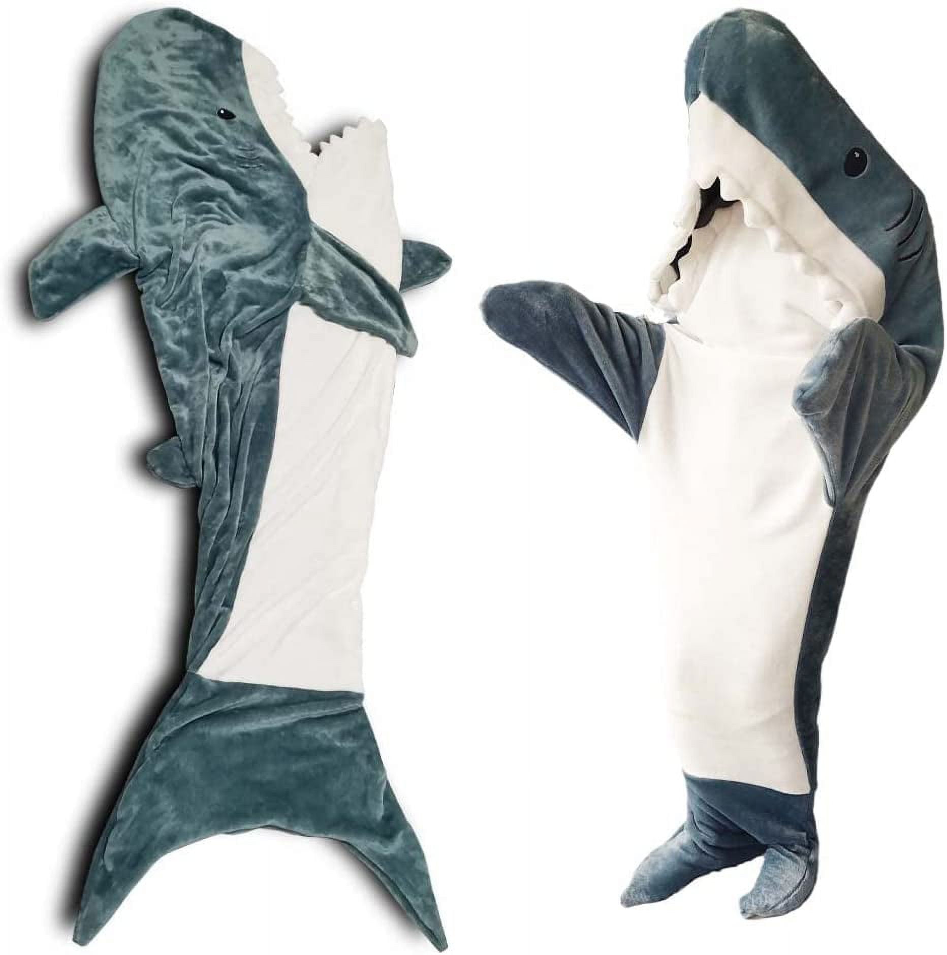 "Shark Hooded Snuggle Blanket for Kids - Full Body Cozy Flannel Fleece ...