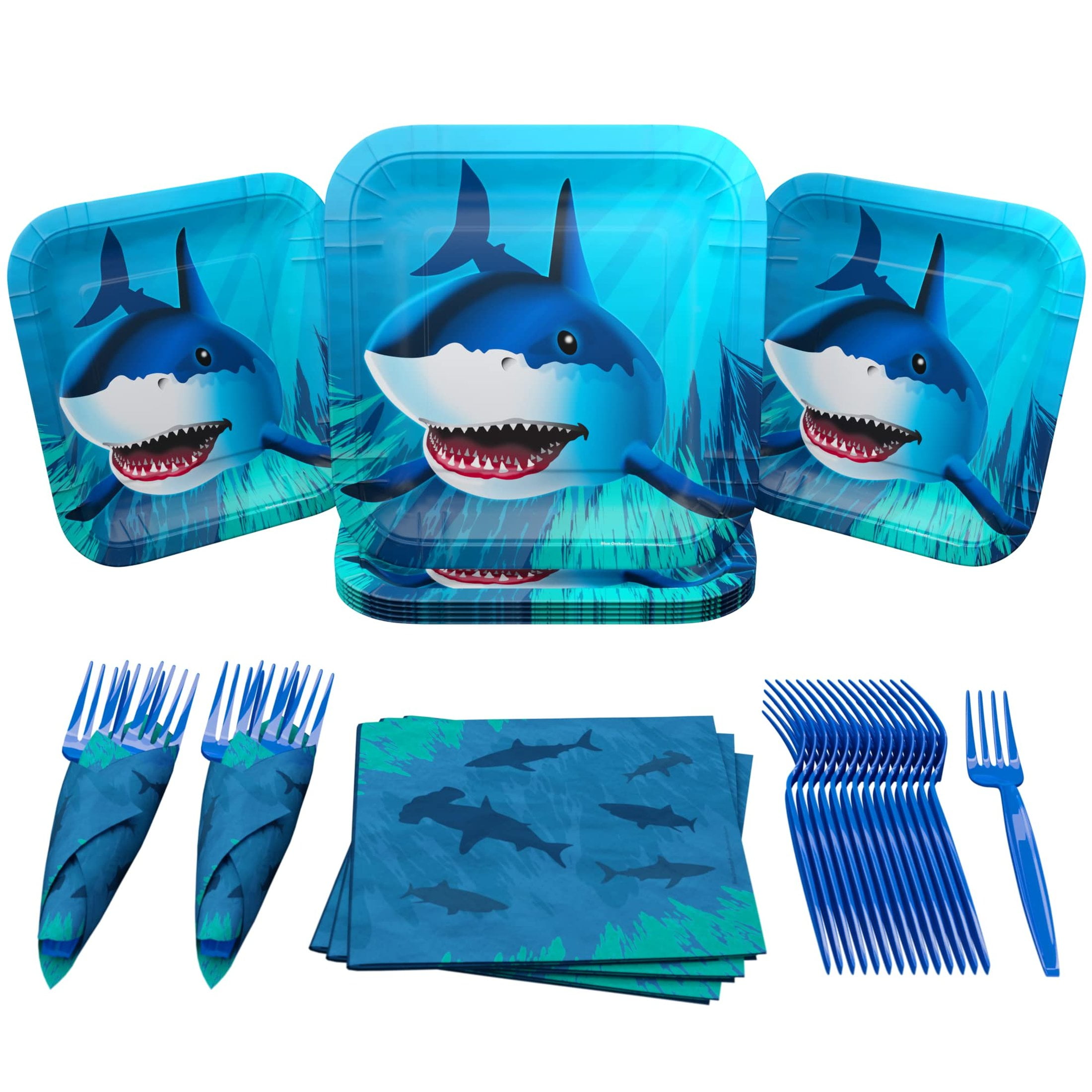 Shark Blast Party Pack - 60 Pieces for 16 Guests - Shark Birthday ...