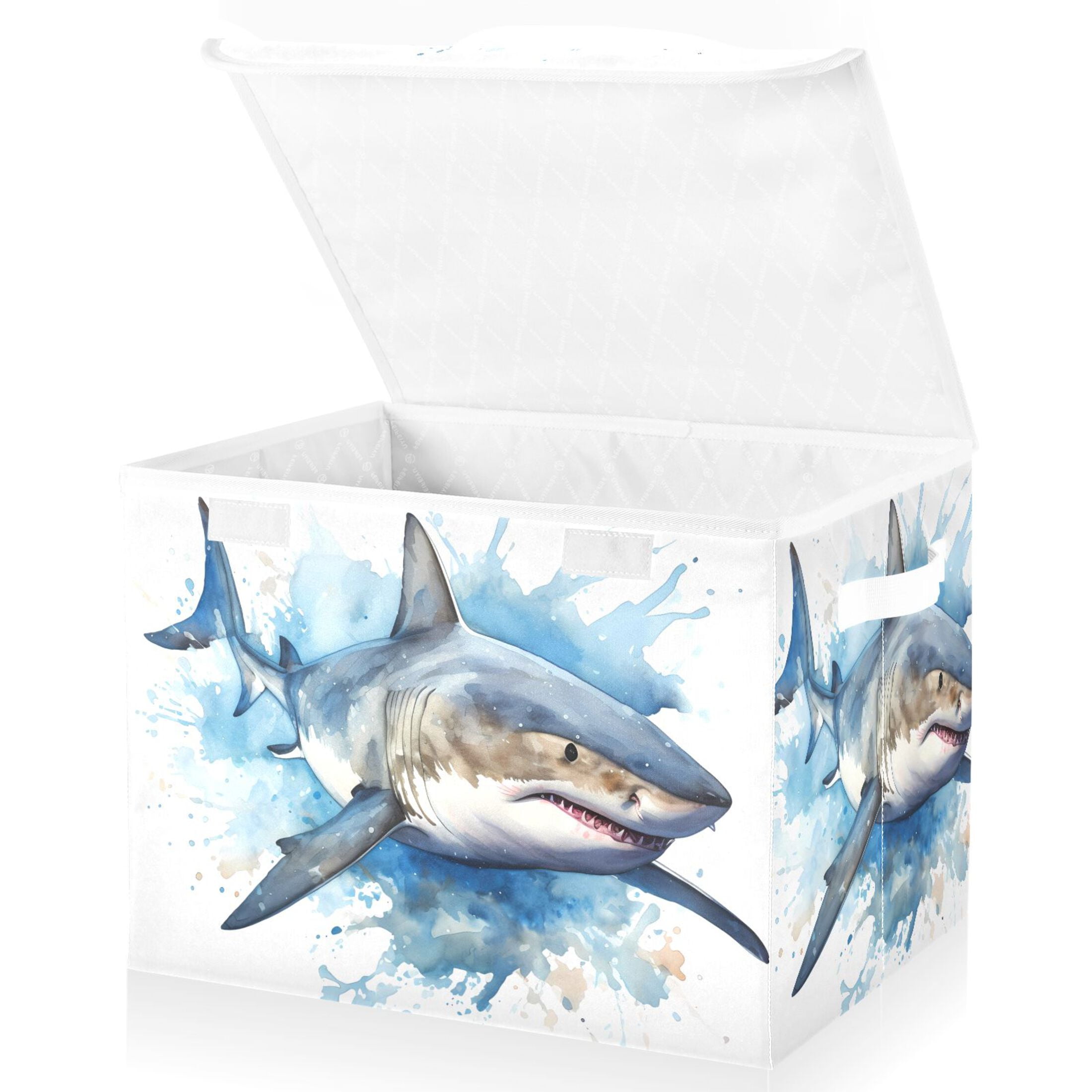 Shark Blue Large Lidded Bin Foldable Storage Baskets Boxes Cubes Lids ...