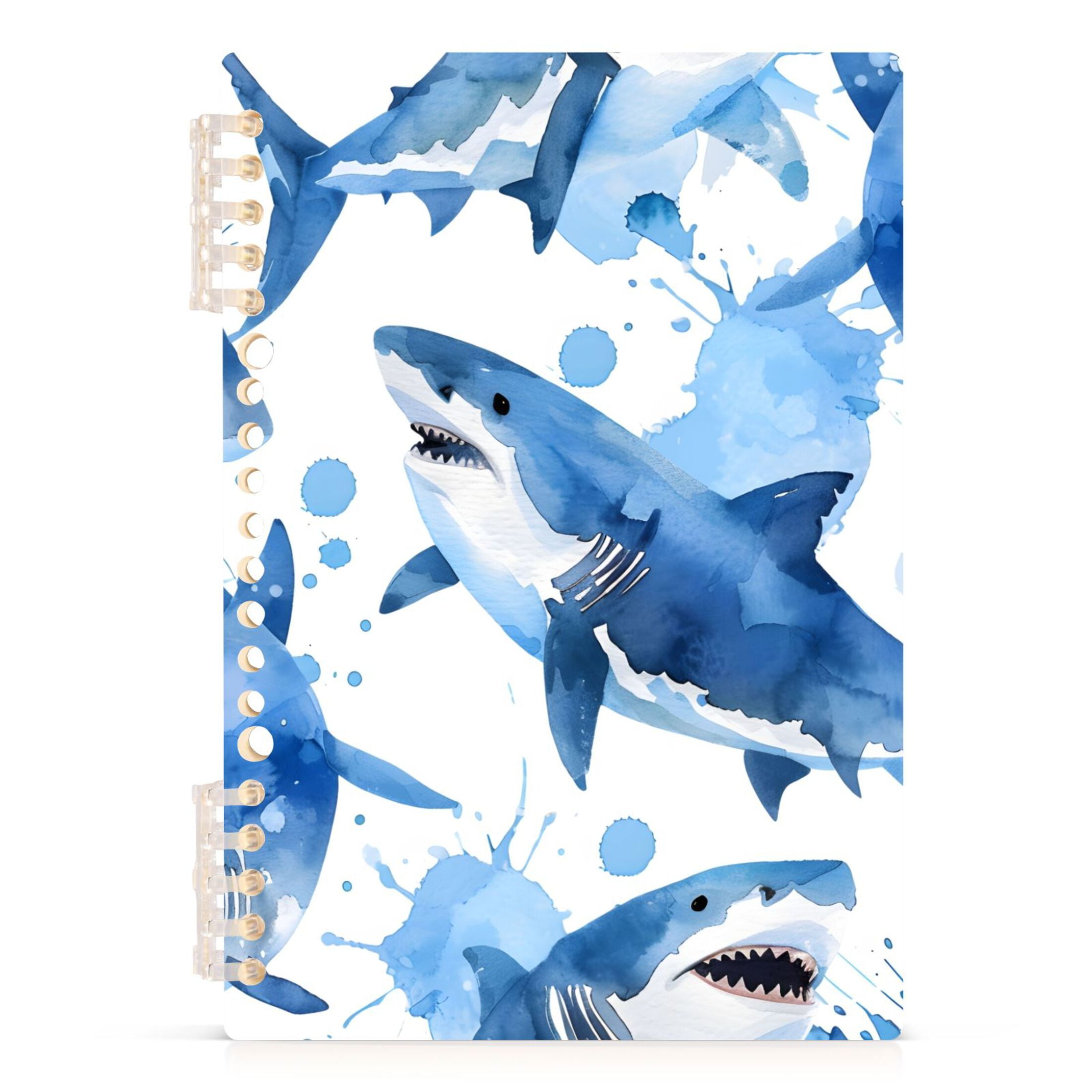 Shark Blue Spiral Journal Notebook College Ruled Notebook 8.3" x 5.7 ...