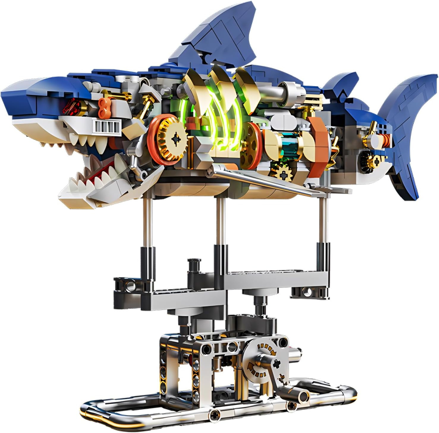 Shark Building Block Toy, A Shark Toy with a Stand that Can Rotate, A ...