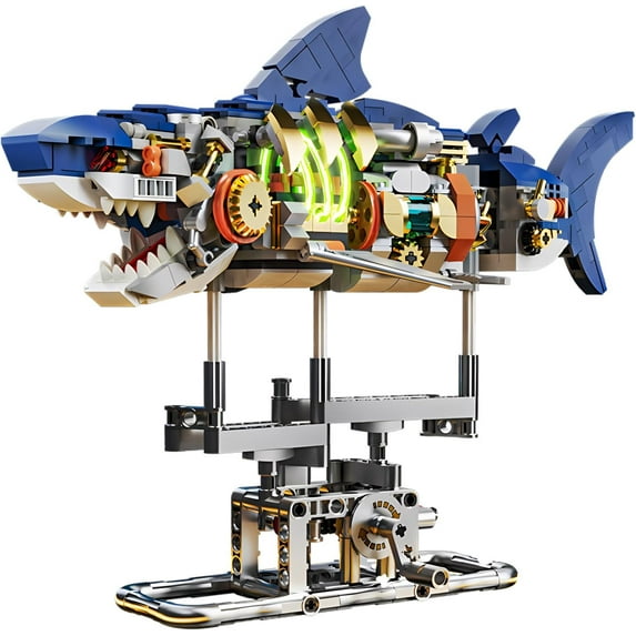 Shark Building Block Toy, A Shark Toy with a Stand that Can Rotate, A ...