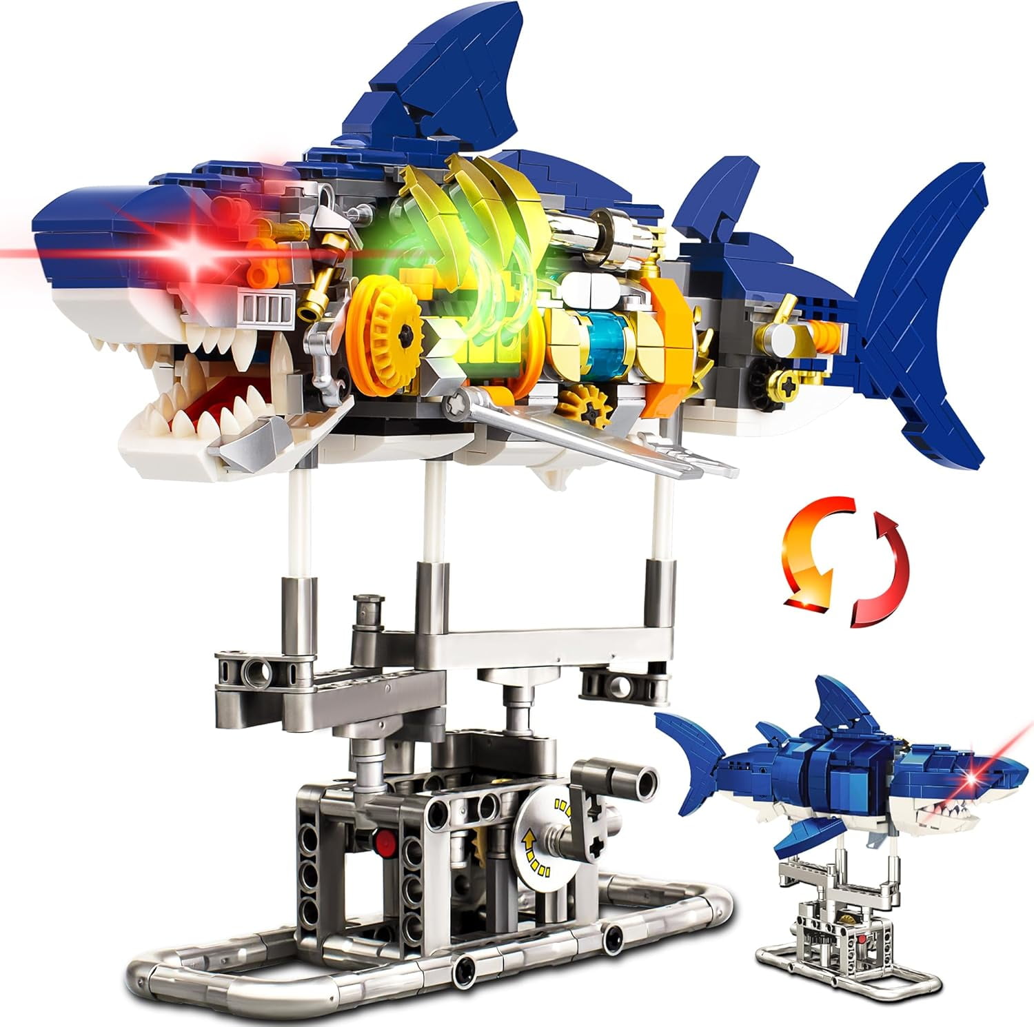 Shark Building Blocks Toy, Ocean Animal Building Set with Light and ...