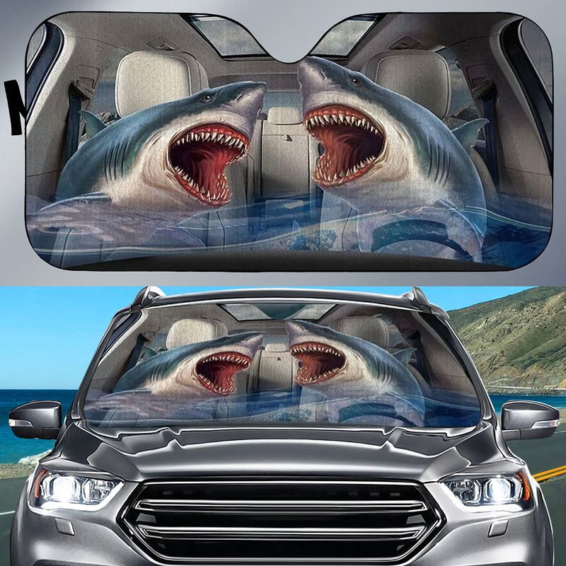 Shark CAR All Over Printed 3D Sun Shade Gift For Shark Lovers, Car ...