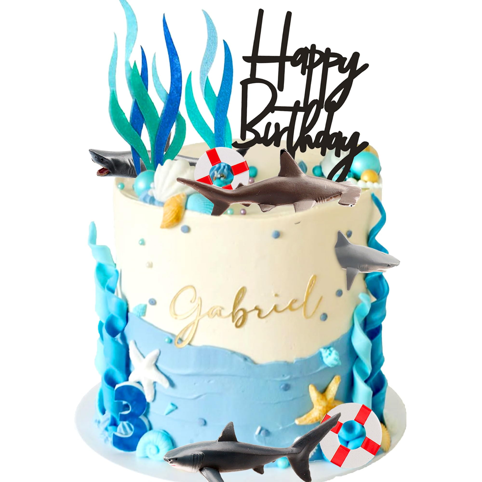 Shark Cake Topper Shark Figure Under BSL1 the Sea Decoration for Baby ...