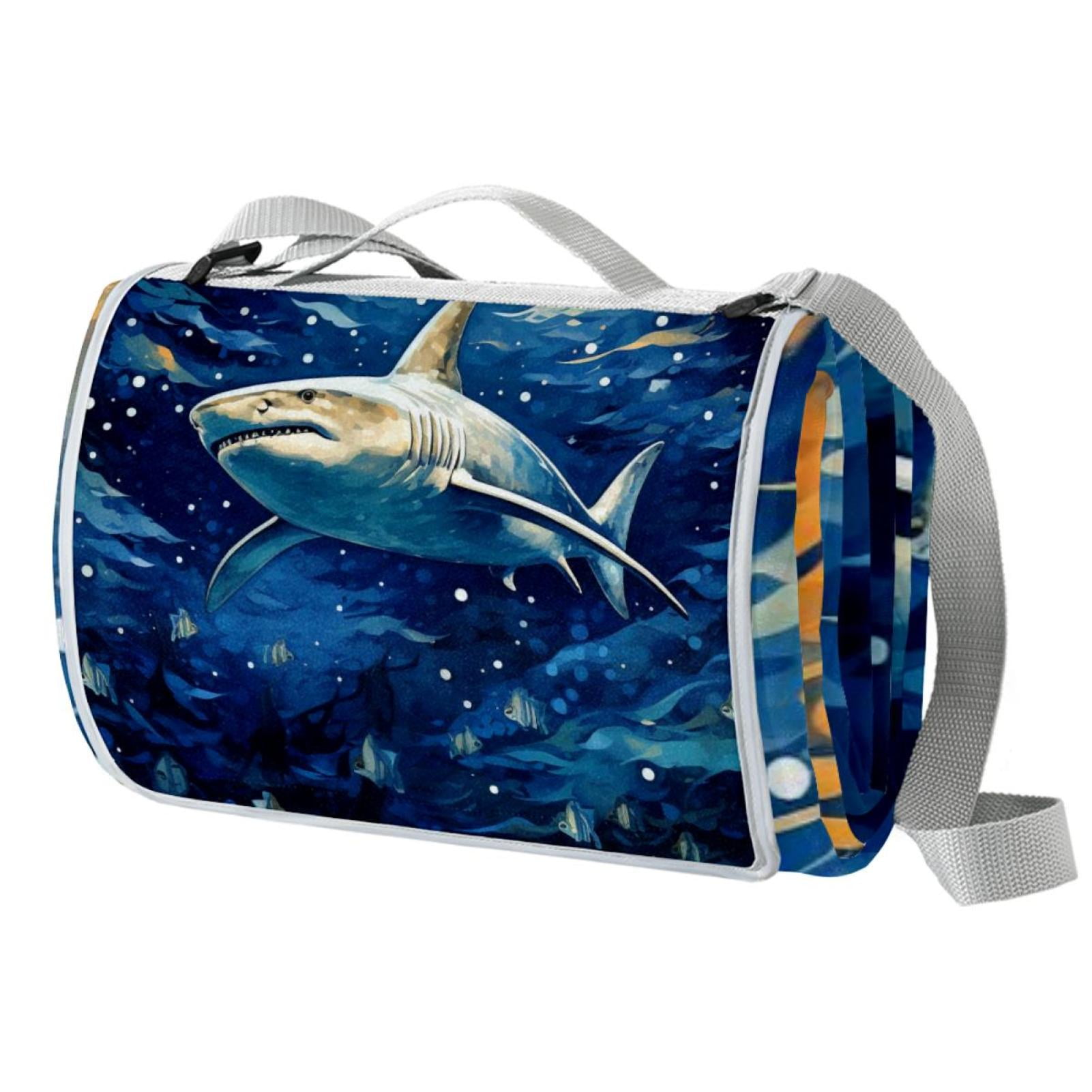 Shark Canvas Beach Blanket Picnic Mat for Outdoor Activities ...
