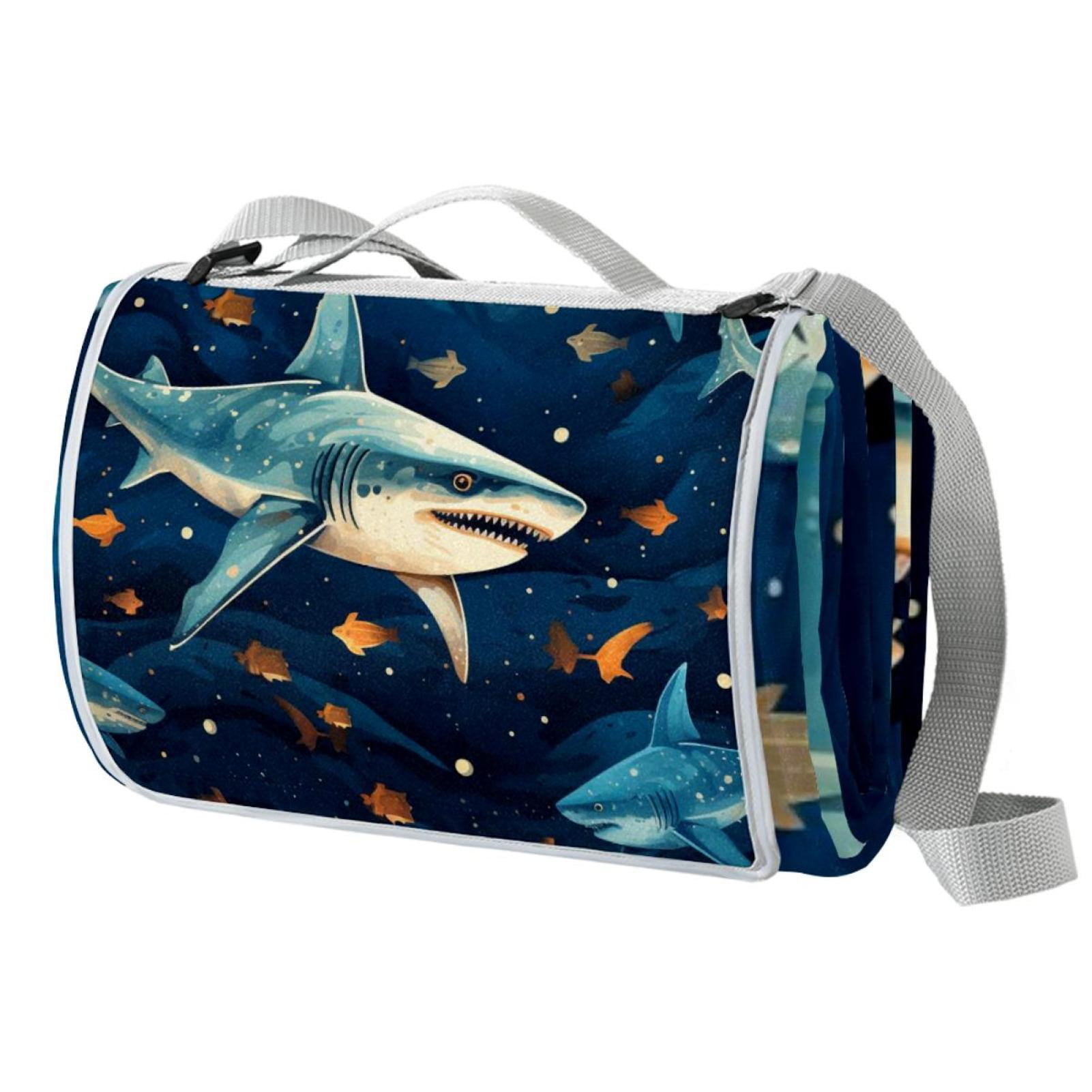 Shark Canvas Picnic Blanket Waterproof Outdoor Beach Mat Portable ...