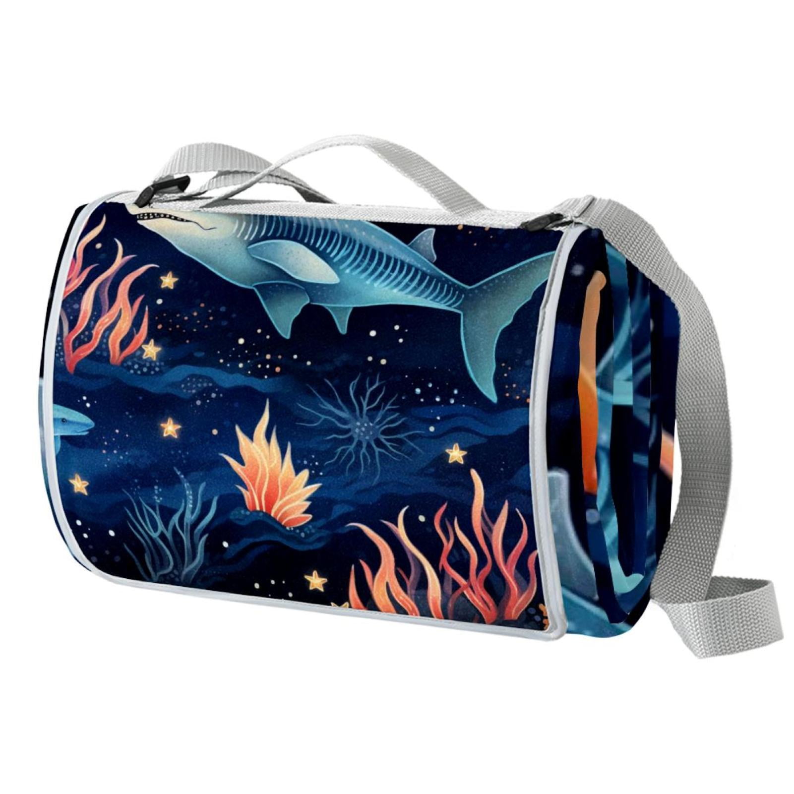 Shark Canvas Picnic Blanket Waterproof Outdoor Beach Mat Portable ...