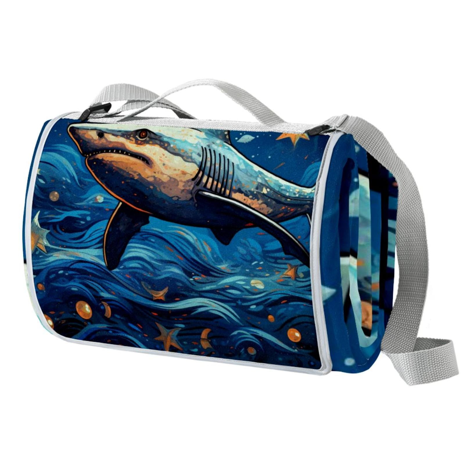 Shark Canvas Picnic Blanket Waterproof Outdoor Mat Camping Rug Foldable ...