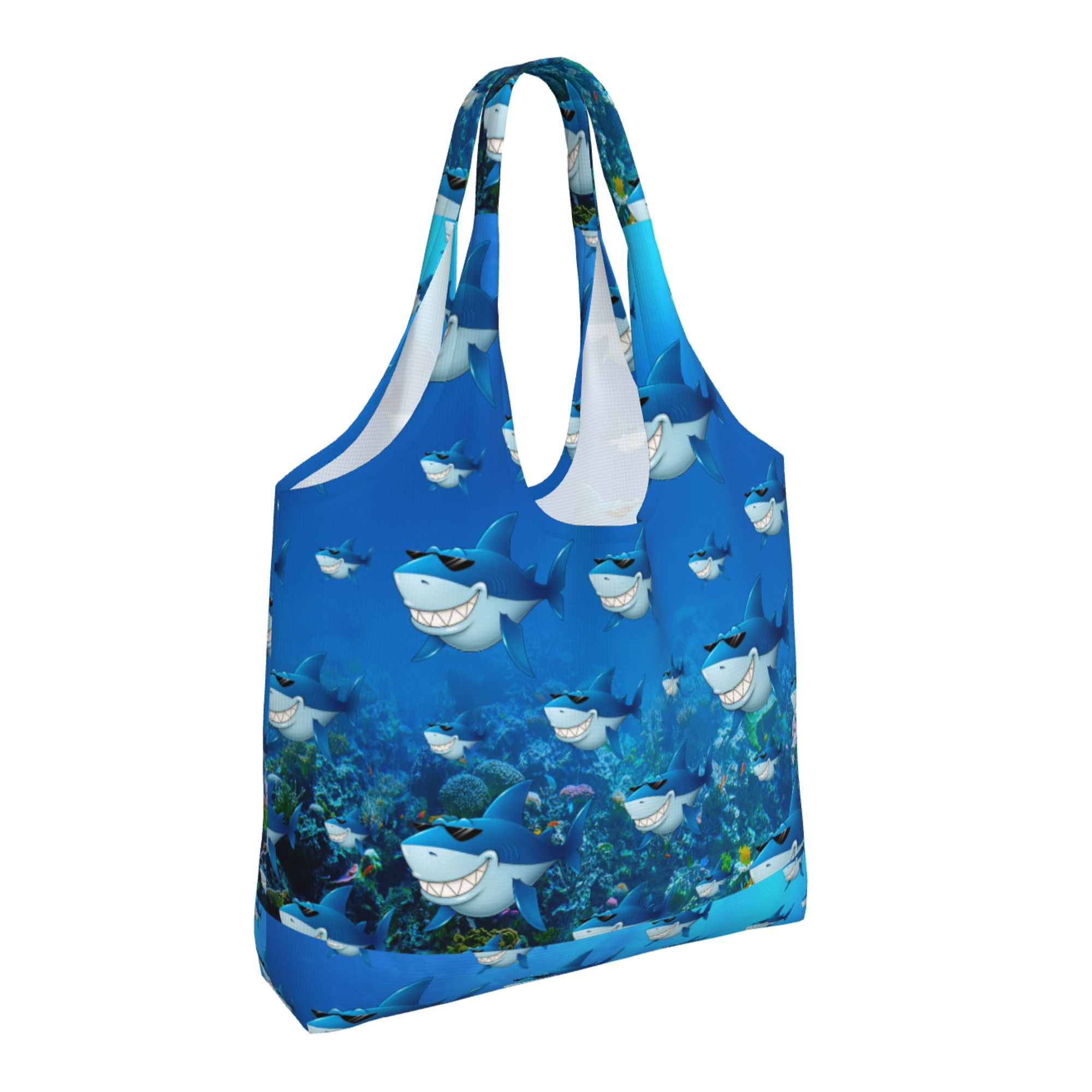 Shark Canvas Tote Pocket For Women,Totes Bag With Pattern For Shopping ...