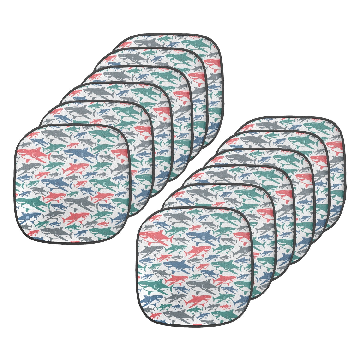 Shark Chair Seating Cushion Set of 12, Colorful Underwater Fish Pattern ...