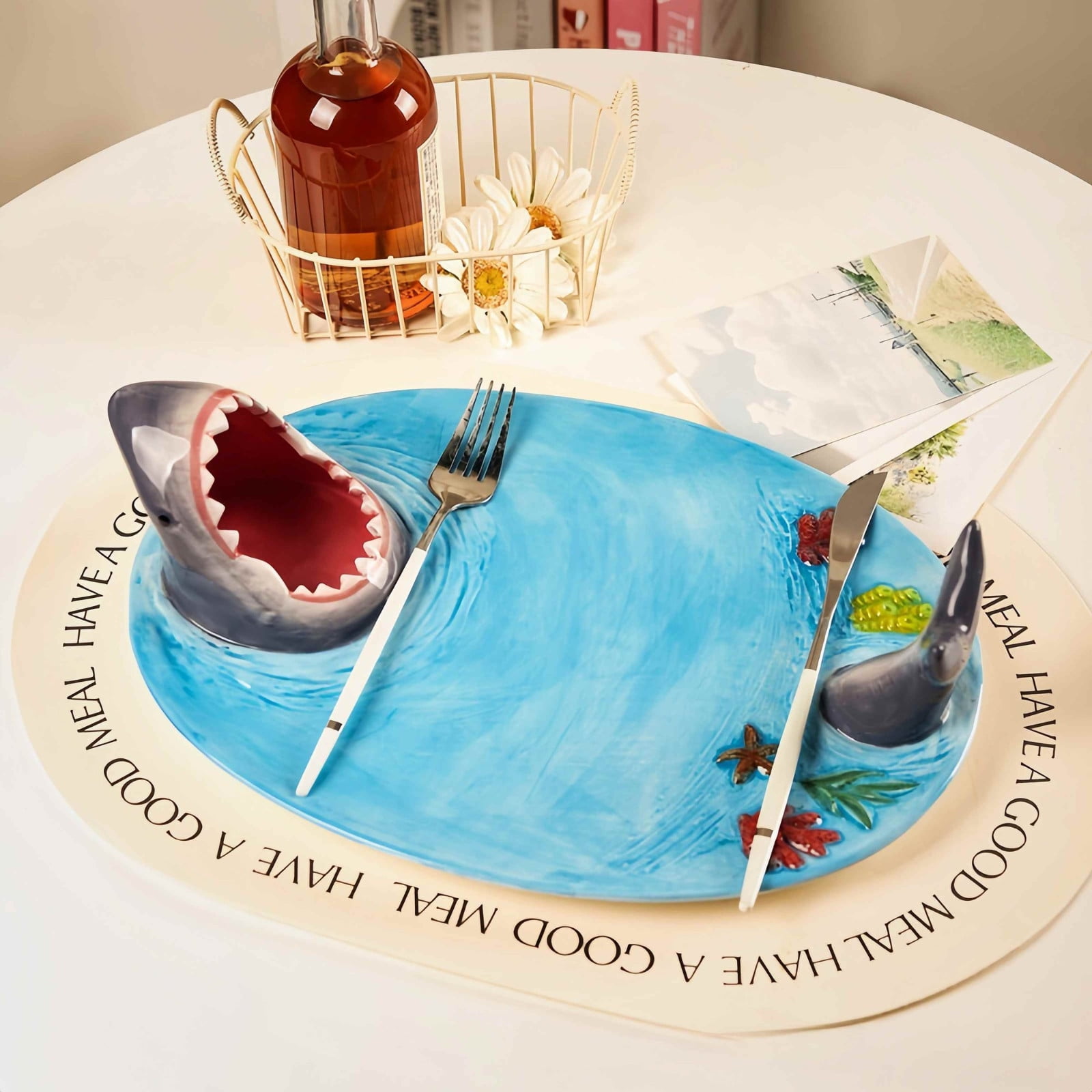 Shark Charcuterie Board,Ceramic Shark Dip Serving Trays,Creative Design ...