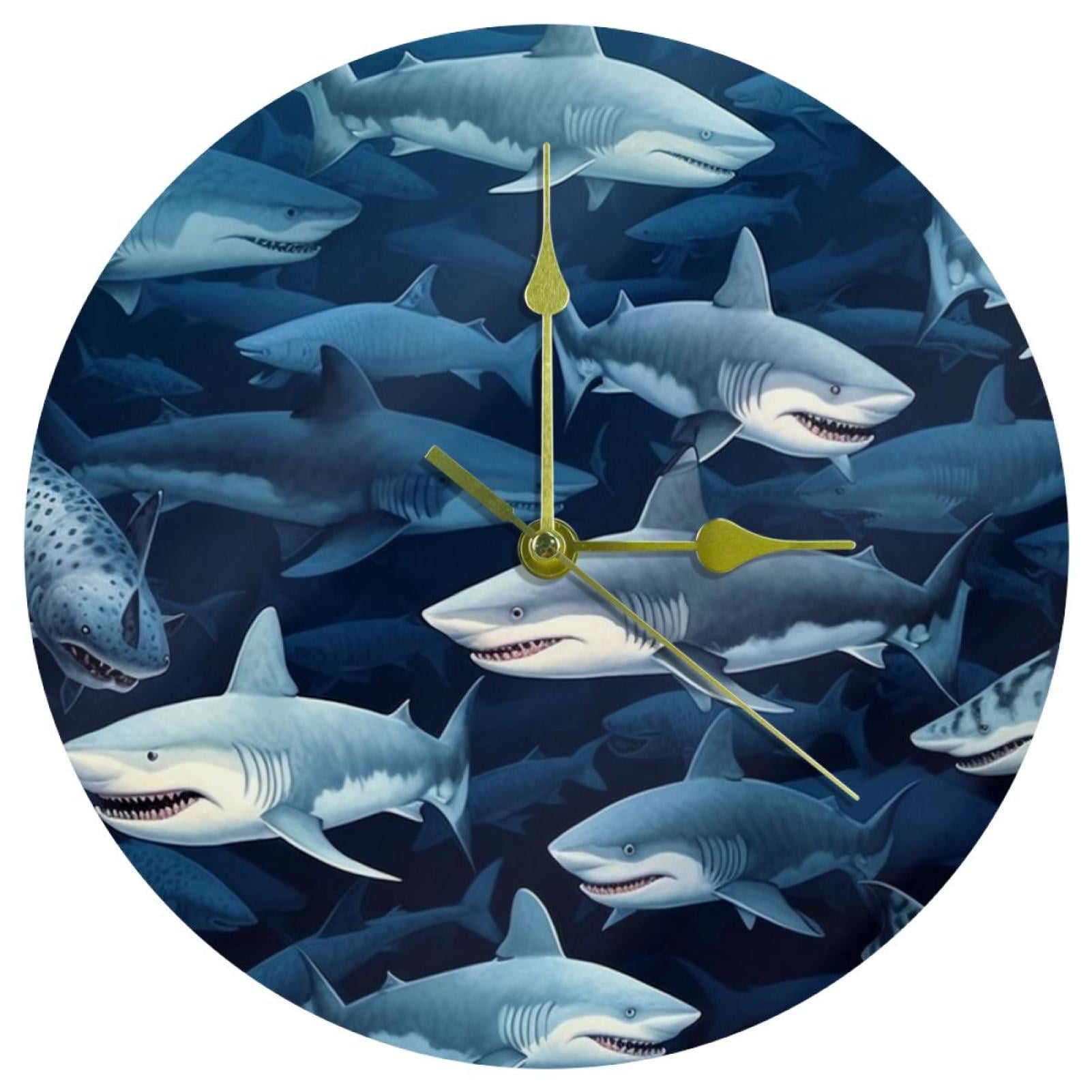Shark Circular Acrylic Wall Clock - Elegant Timepiece for Home with ...