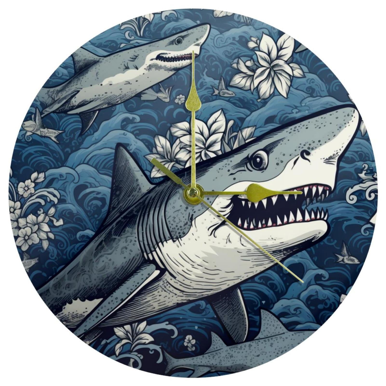 Shark Circular Acrylic Wall Clock - Elegant and Stylish Timepiece for ...