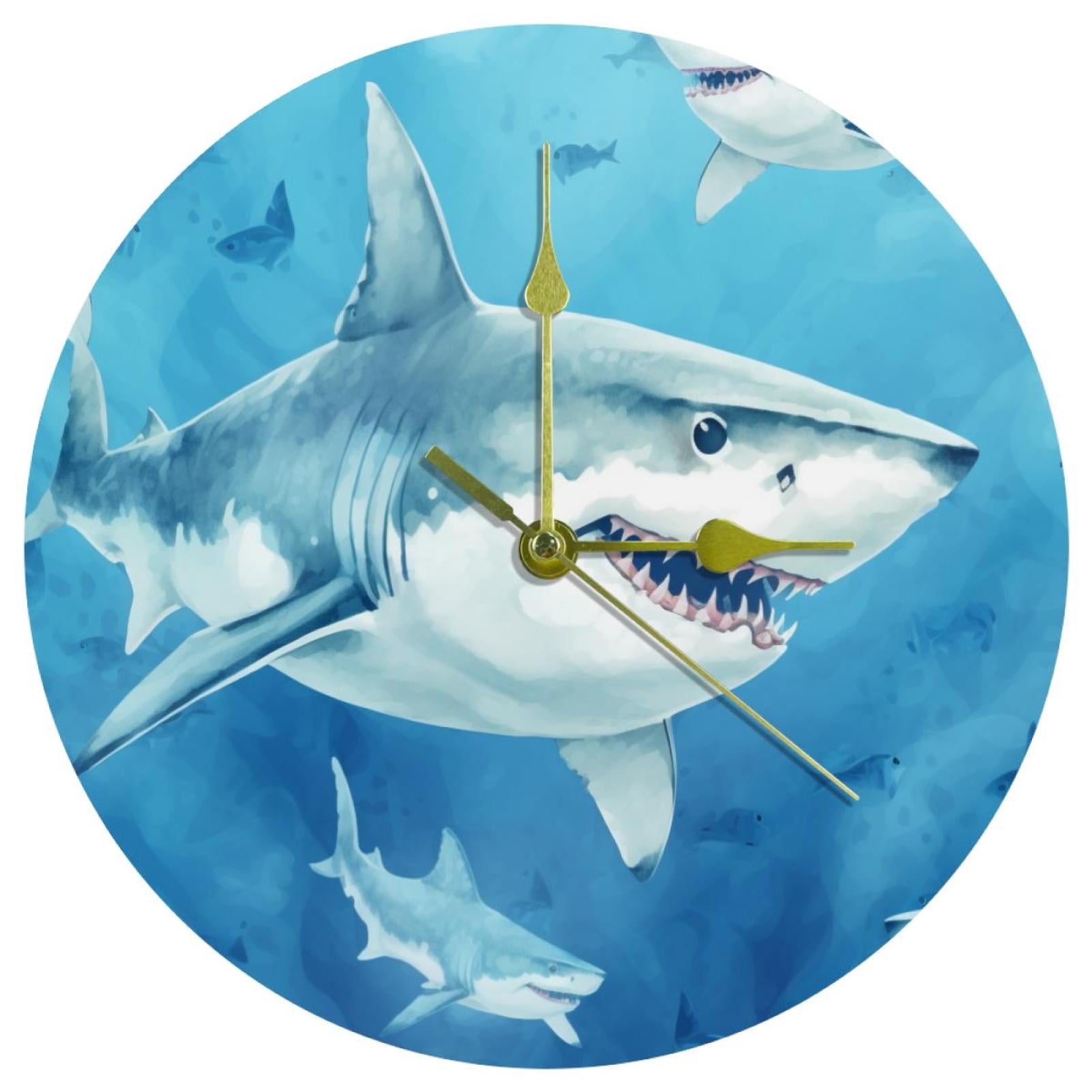 Shark Circular Acrylic Wall Clock - Sleek & Modern Timepiece for ...