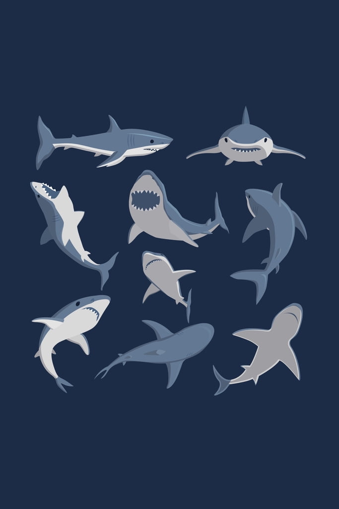 Shark Collage Dark Art Illustration Shark Posters For Walls Shark ...