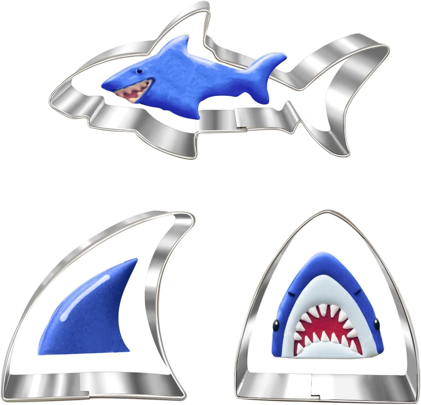 Shark Cookie Cutter Set-3 Pices-White Shark, Shark Fin, Shark Bite ...