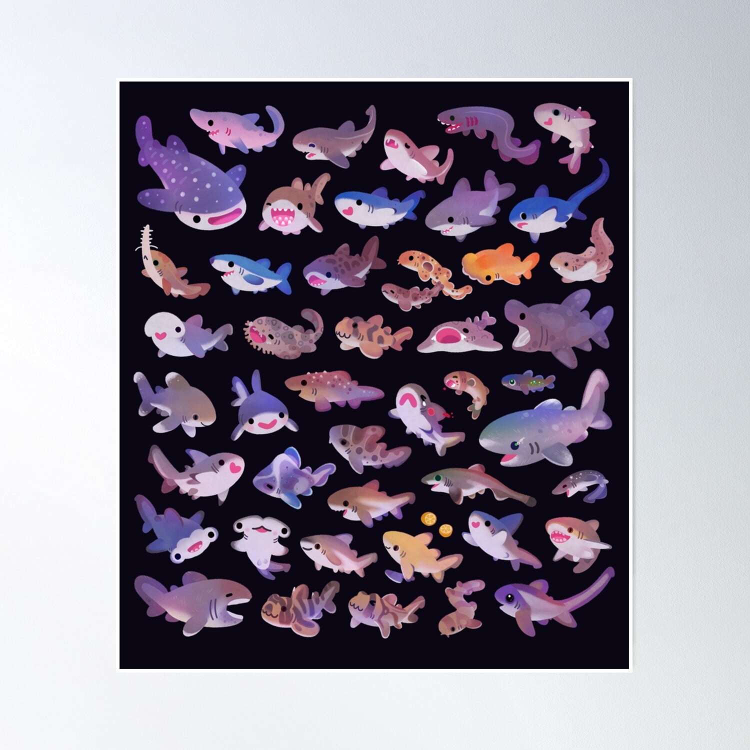 Shark Day - Combine Poster Wall Art, Modern Wall Decor, 8x12 UNFRAMED ...