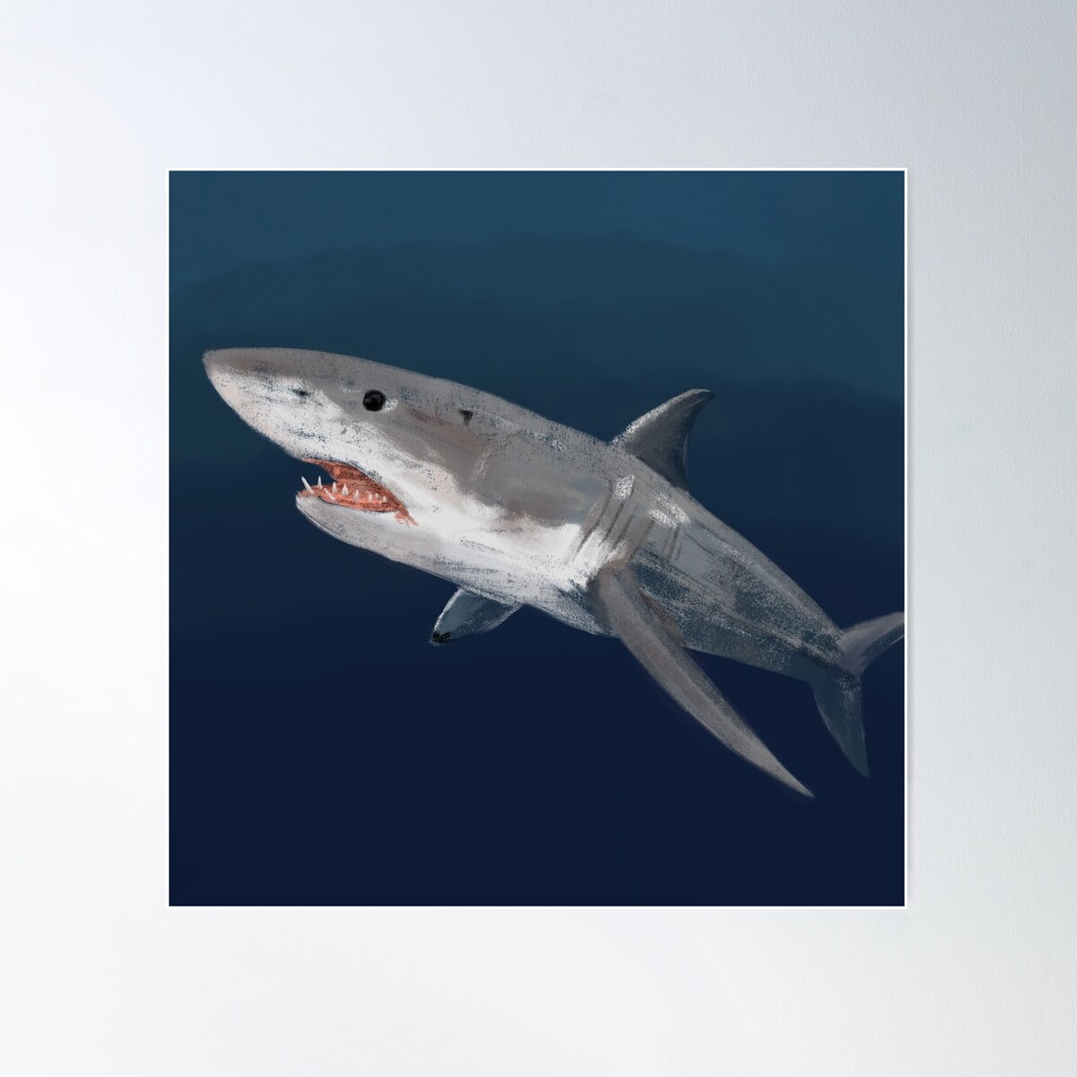 Shark Digital Painting Poster Wall Art, Modern Wall Decor For Living ...