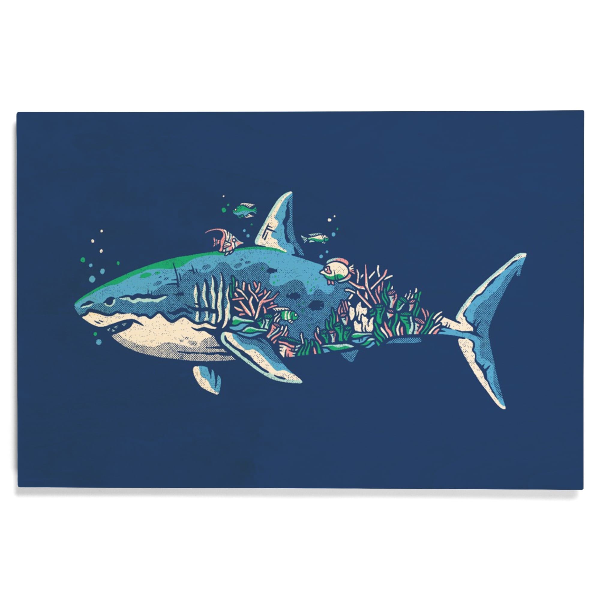 Shark, Distressed Vector Birch Wood Wall Sign (12x18 Rustic Home Decor ...