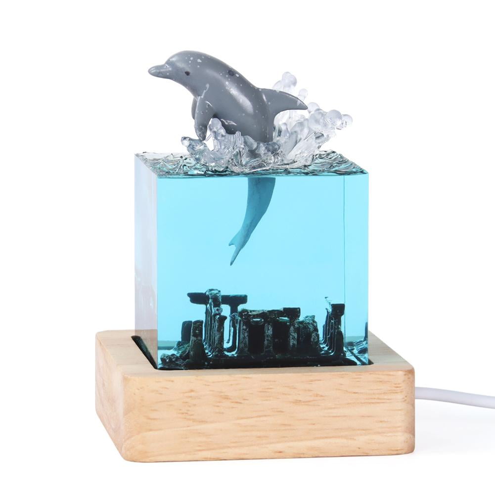 Shark Diver Night Lamp,Ocean Resin Night Light,Handmade Resin Shark ...