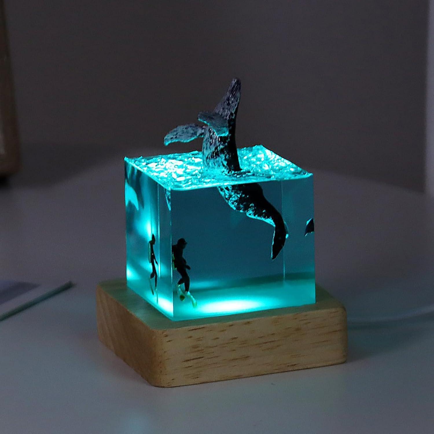 Shark Diver Night Lamp, Table Lamp, Handmade Resin Shark Lamp, Ocean ...