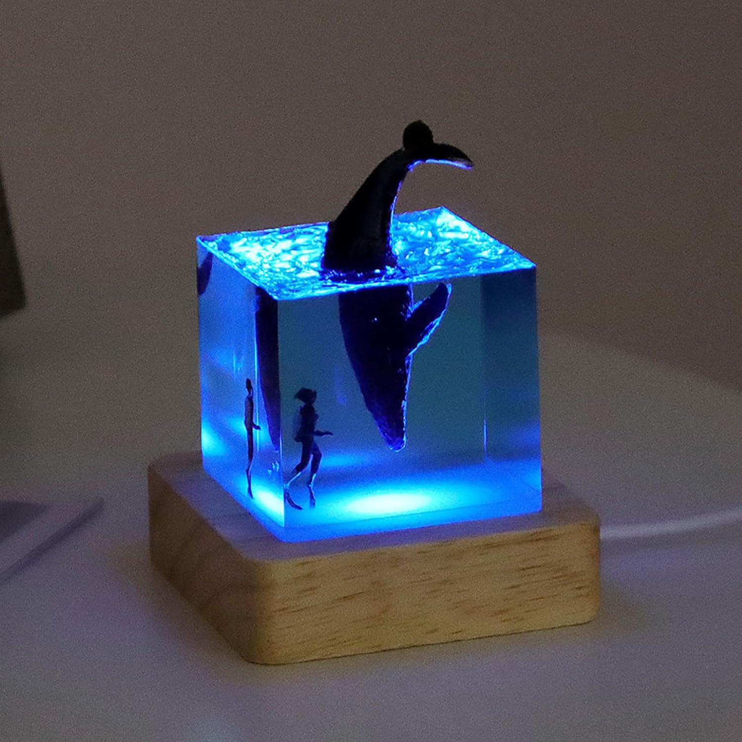Shark Diver Night Lamp, Table Lamp, Handmade Resin Shark Lamp, Ocean ...