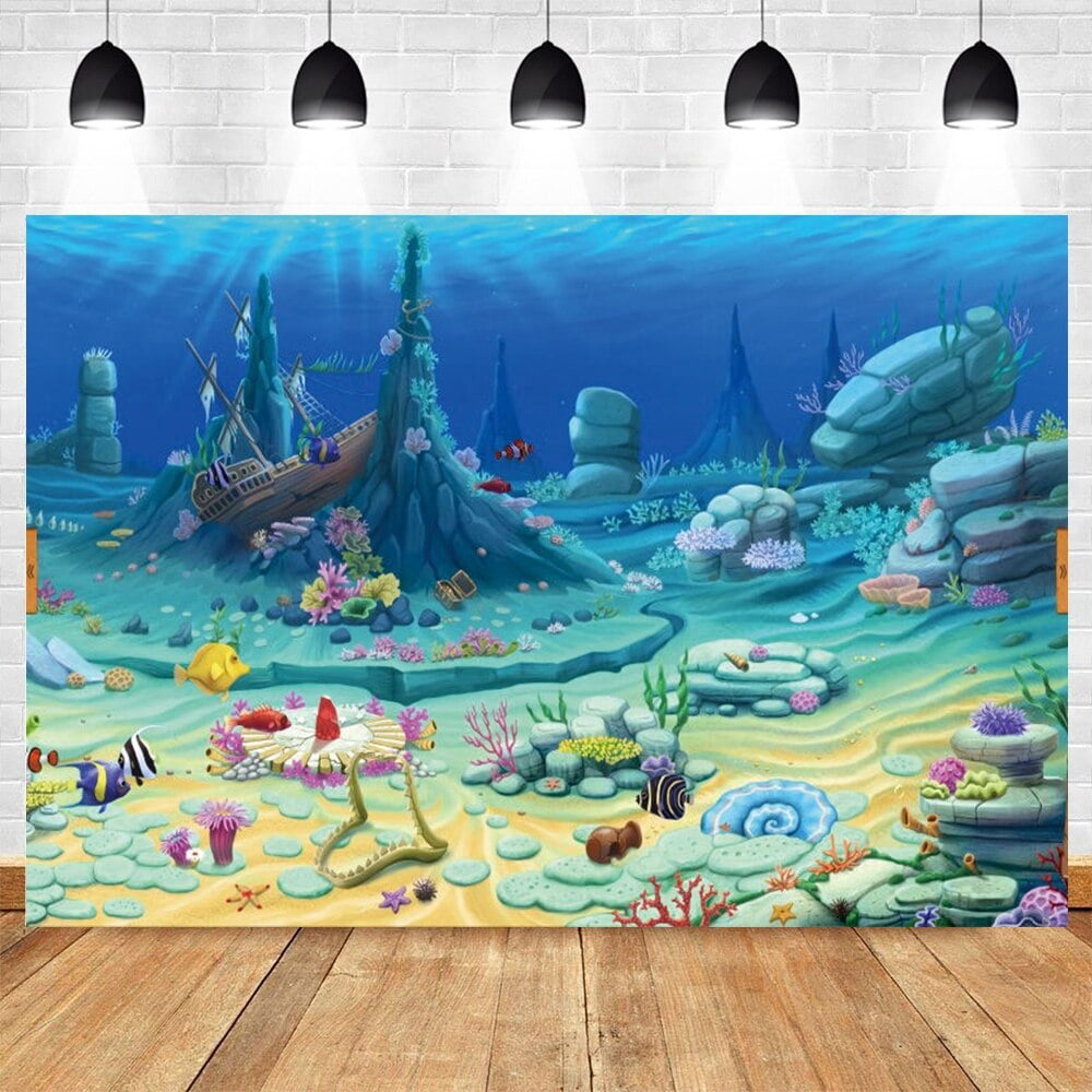 Shark Dolphin Underwater World Baby Birthday Party Photography Backdrop ...