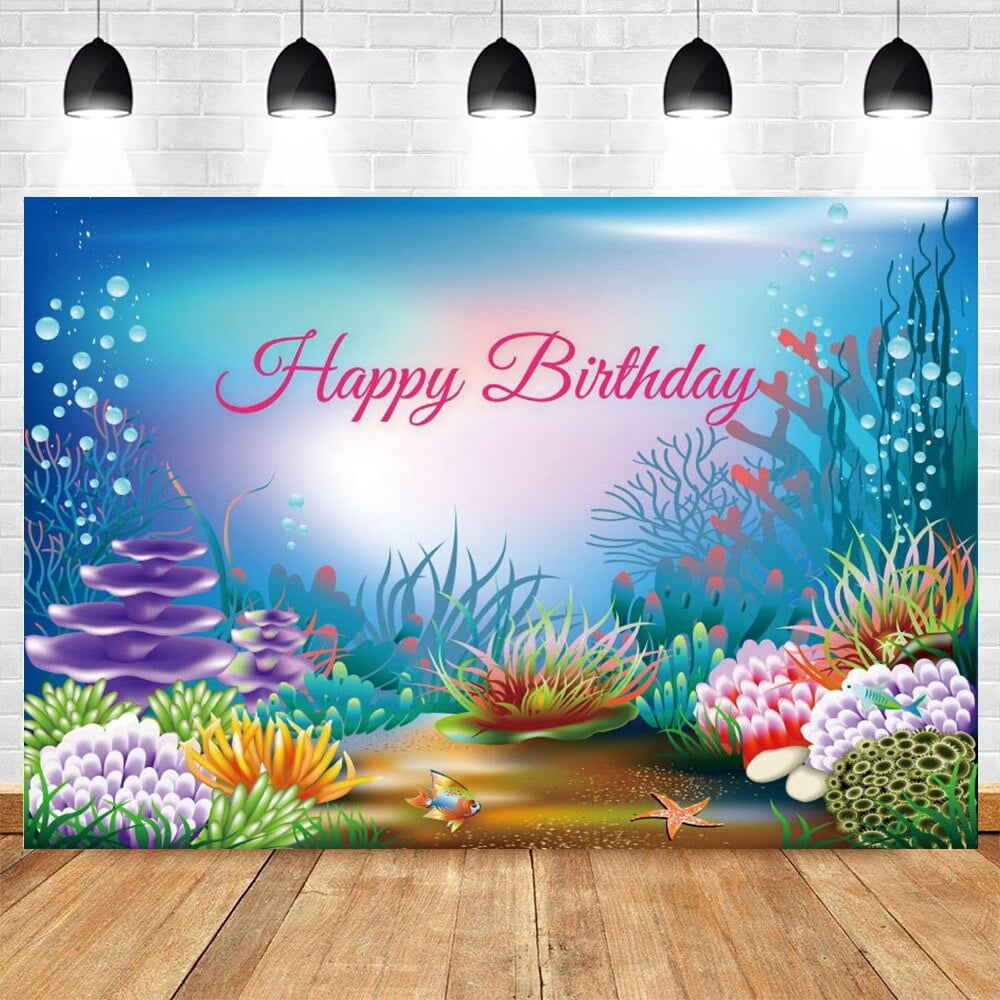 Shark Dolphin Underwater World Baby Birthday Party Photography Backdrop ...