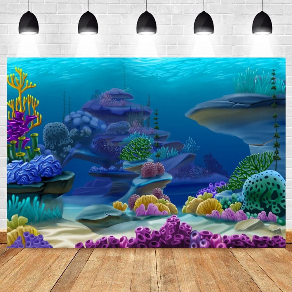 Shark Dolphin Underwater World Baby Birthday Party Photography Backdrop ...