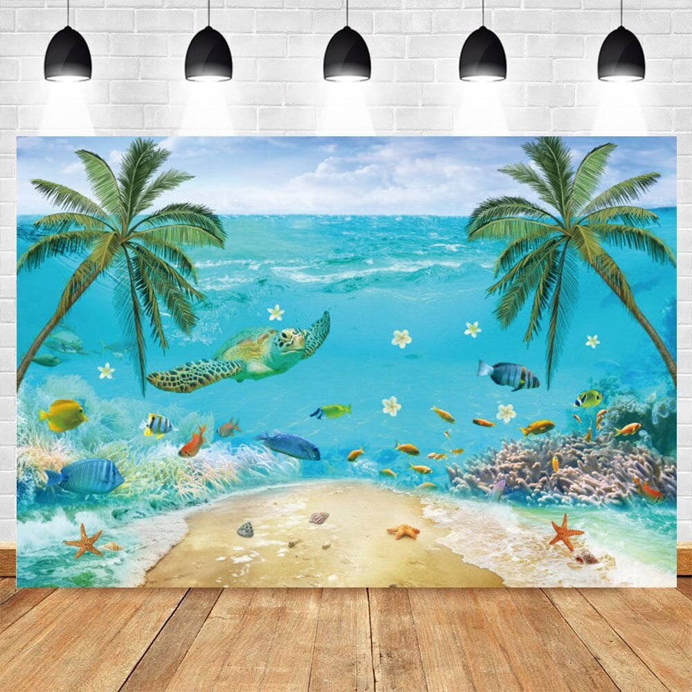Shark Dolphin Underwater World Baby Birthday Party Photography Backdrop ...