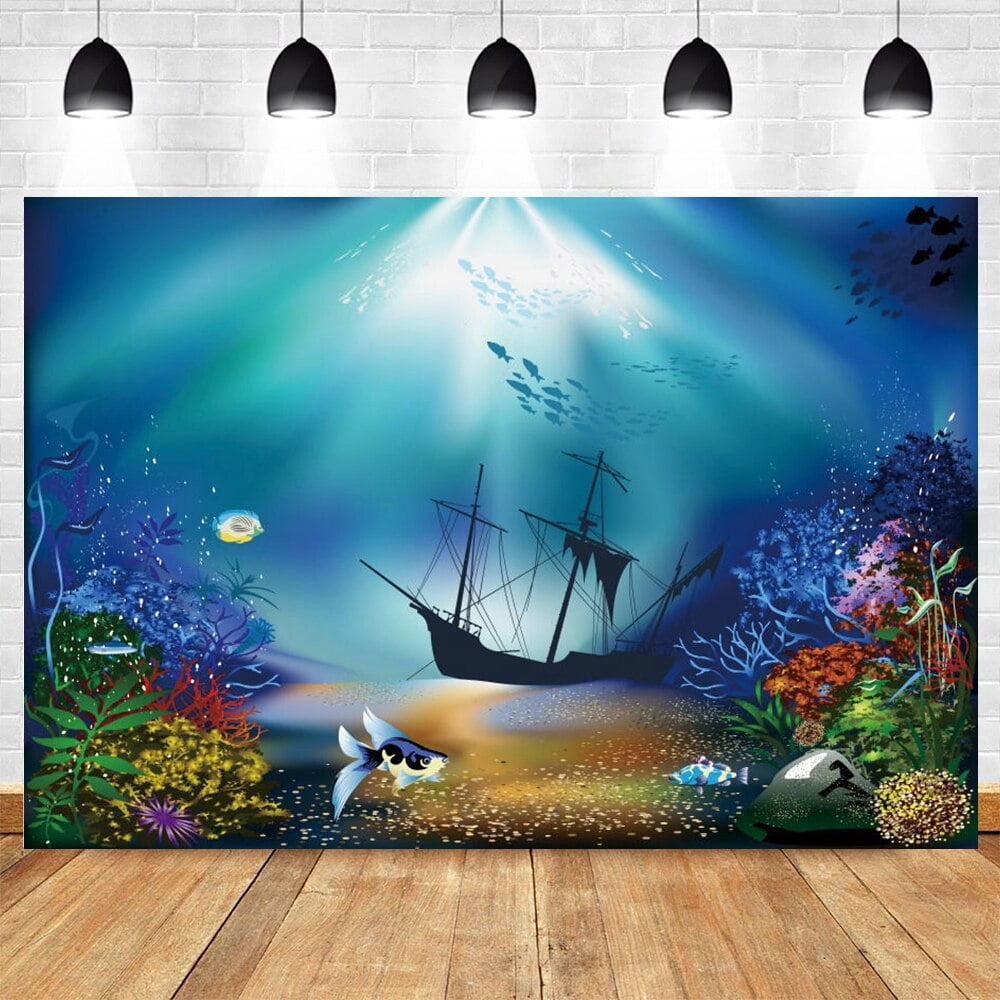 Shark Dolphin Underwater World Baby Birthday Party Photography Backdrop ...