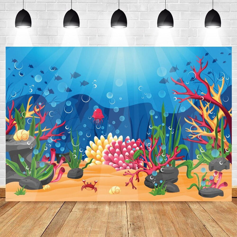Shark Dolphin Underwater World Baby Birthday Party Photography Backdrop ...