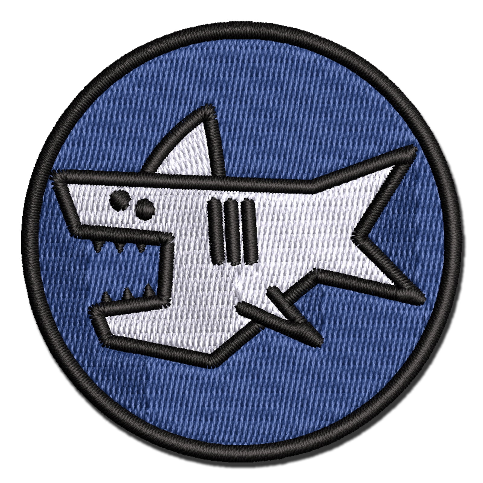 Shark Doodle Applique Multi-Color Embroidered Hook & Loop Patch - 2.0 ...