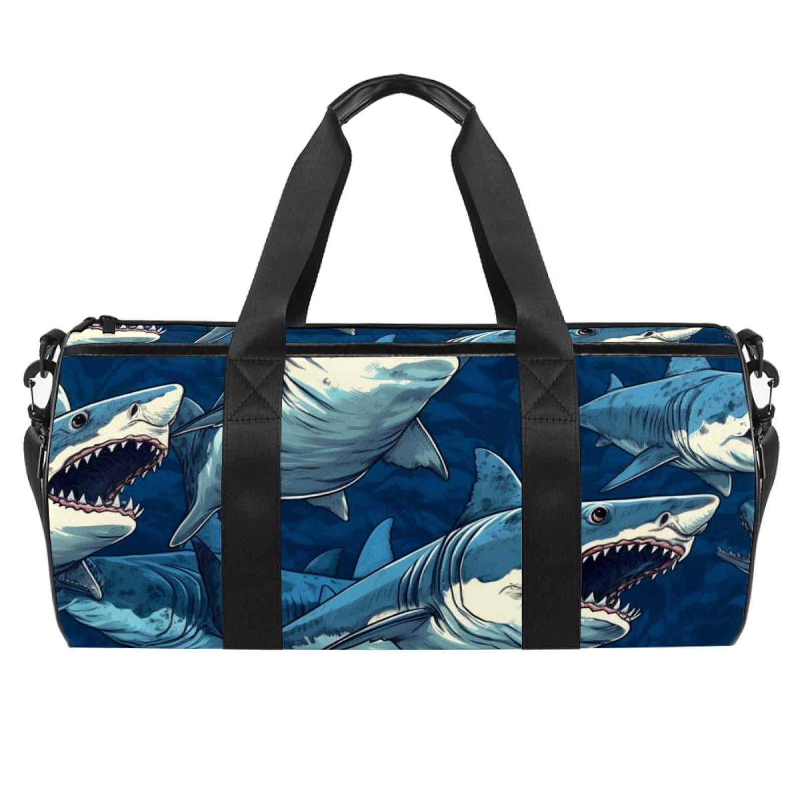 Shark Duffle Bag for Gym, Travel, Swim - 17.7 Inch Sports Bag with ...