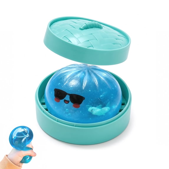Shark Dumpling Squishy with Shark Figure Inside, Glitter Dumpling ...