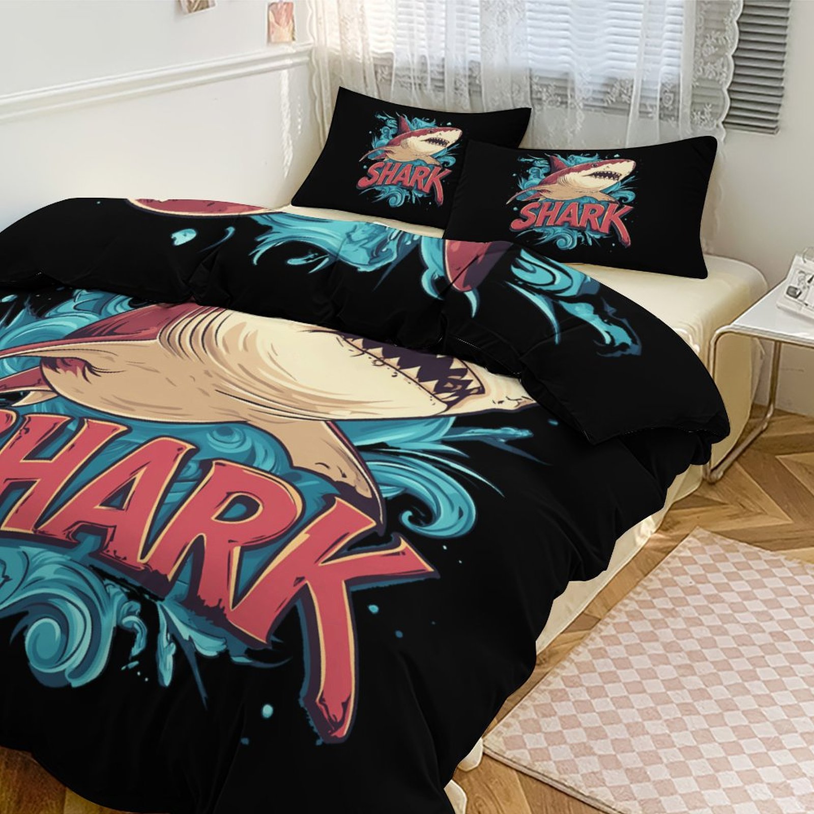 Shark Duvet Cover King&Queen Size Soft 3 Pieces Set 1 Duvet Cover and 2 ...
