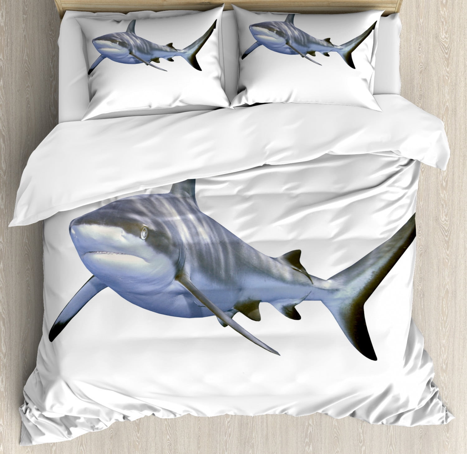 Shark Duvet Cover Set King Size, A Large Reef Shark Swimming Futuristic ...