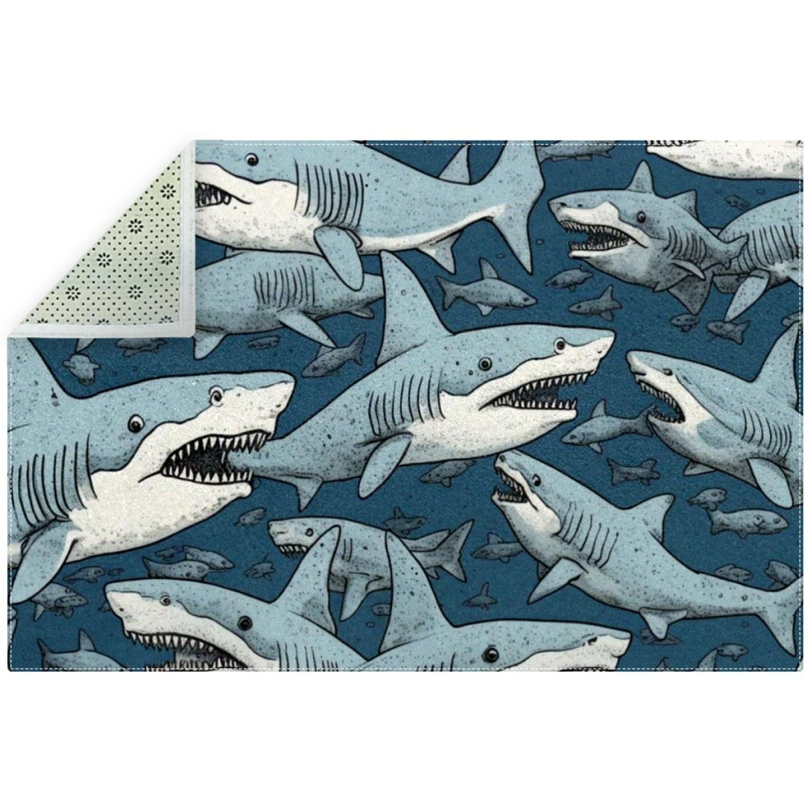 Shark Elegant Gray Polyester Area Rug with Right-Angle Design for ...