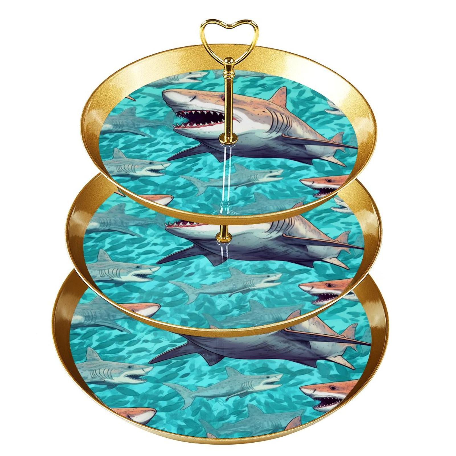 Shark Elegant Plastic Dessert Table Display Tray Stand with Iron ...