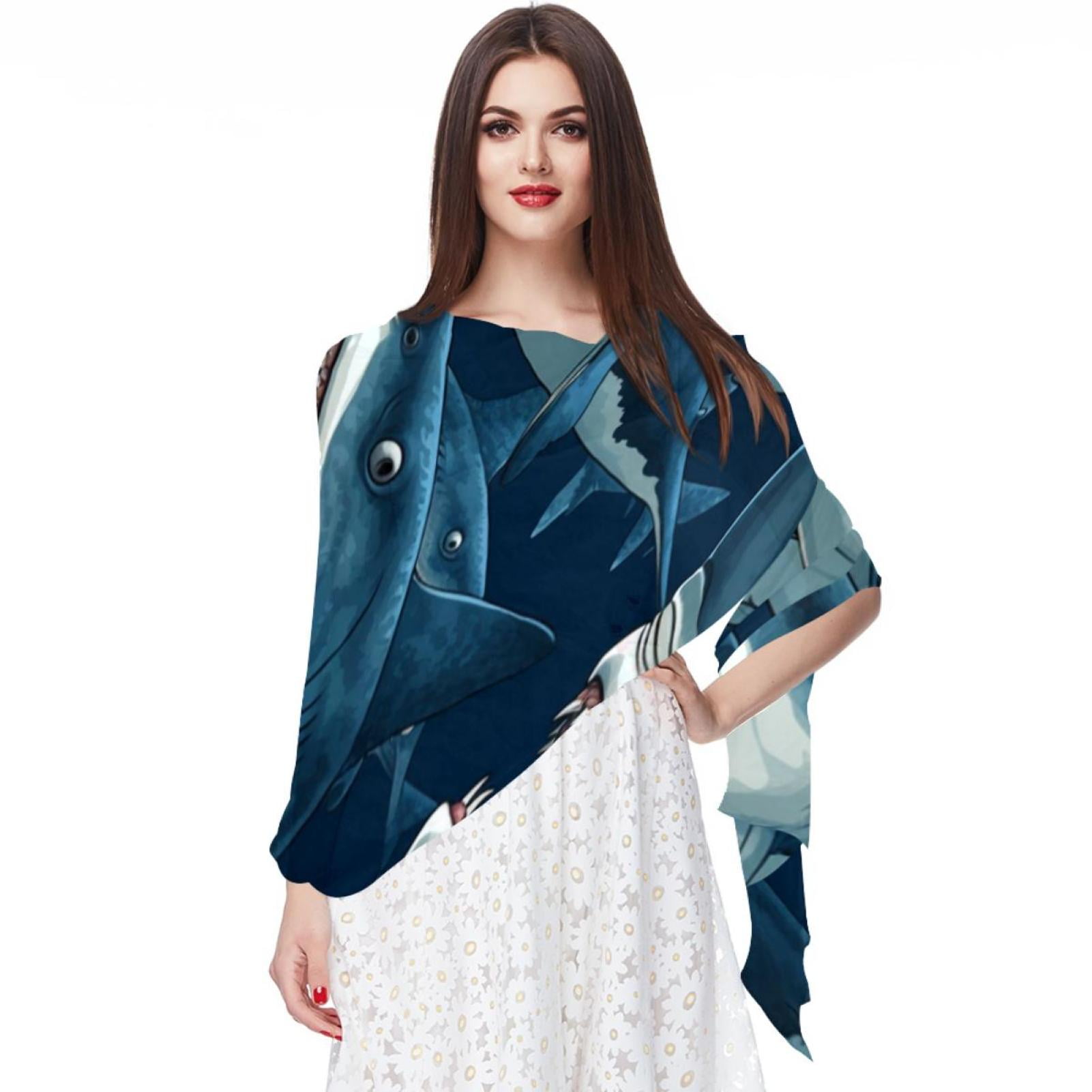 Shark Elegant Silk Scarf - Translucent Chiffon Yarn - Lightweight and ...
