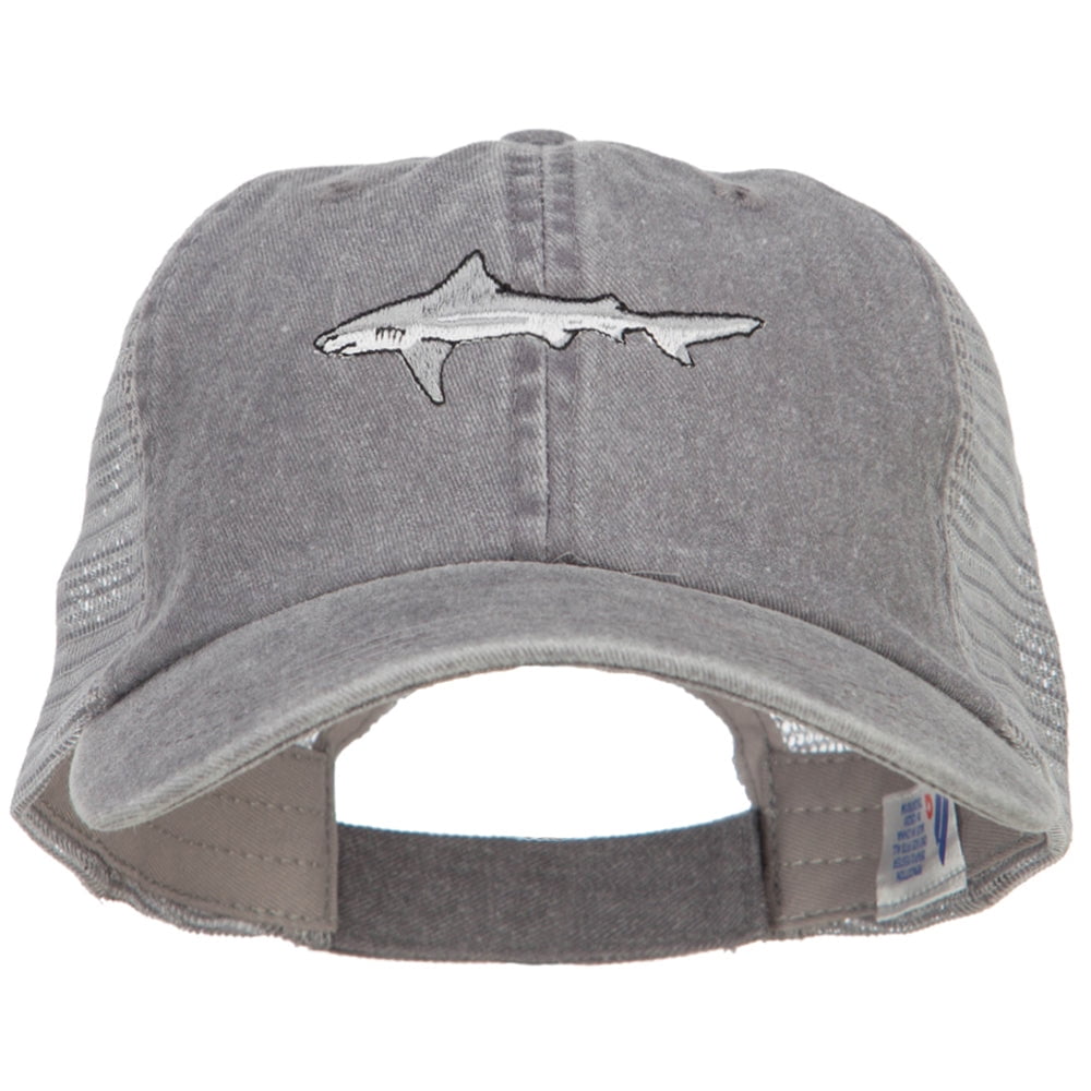 Shark Embroidered Washed Trucker Cap - Lt Grey Grey OSFM - Walmart.com