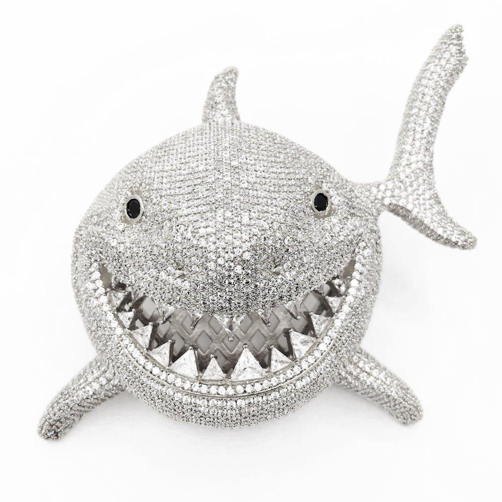 Shark Face XL 3D Iced Out Bling Bling Pendant - Walmart.com