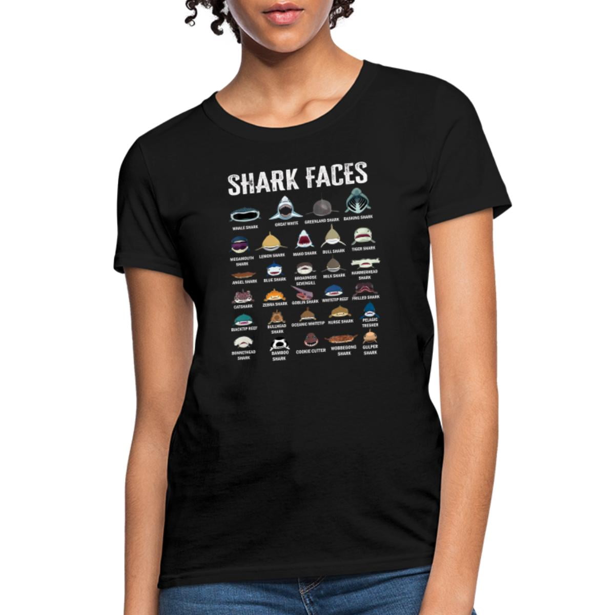 Shark Faces Shark Face Identification Women's T-Shirt - Walmart.com