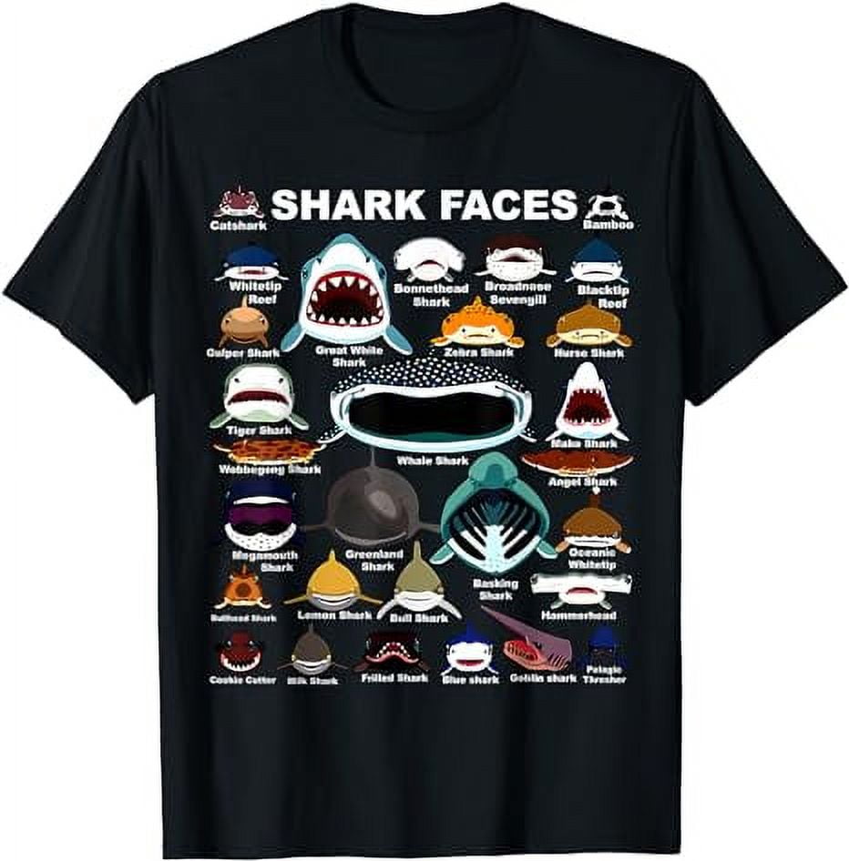 Shark Faces - Shark Lovers T-Shirt - Walmart.com