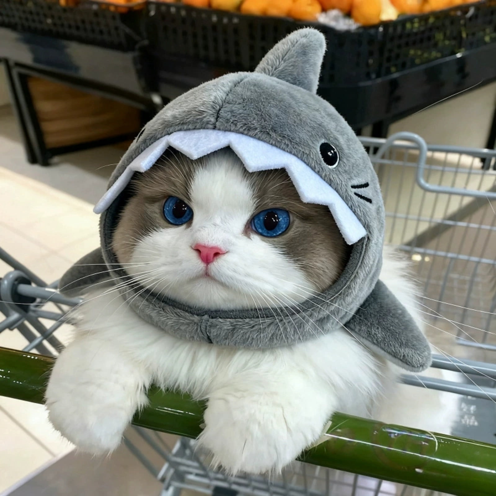 Shark Fin Design Pet Costume Headband for Cats Dogs, Winter Warm Plush ...