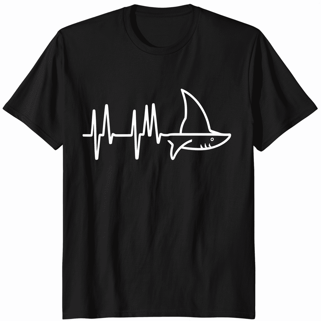 Shark Fin Heartbeat - Marine Biologist Ocean T-Shirt - Walmart.com