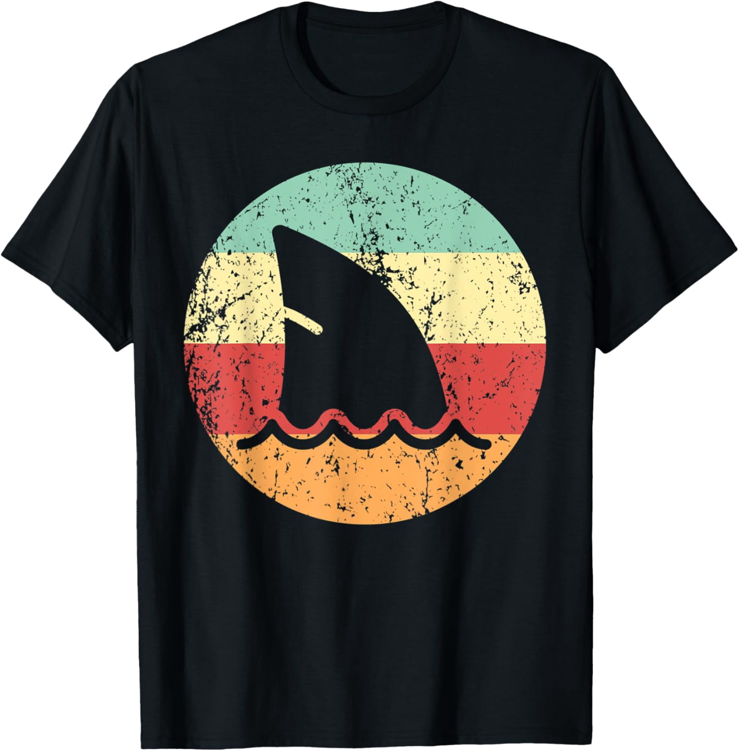 Shark Fin Style Shark Cool Retro 1970's Style Circle T-Shirt - Walmart.com