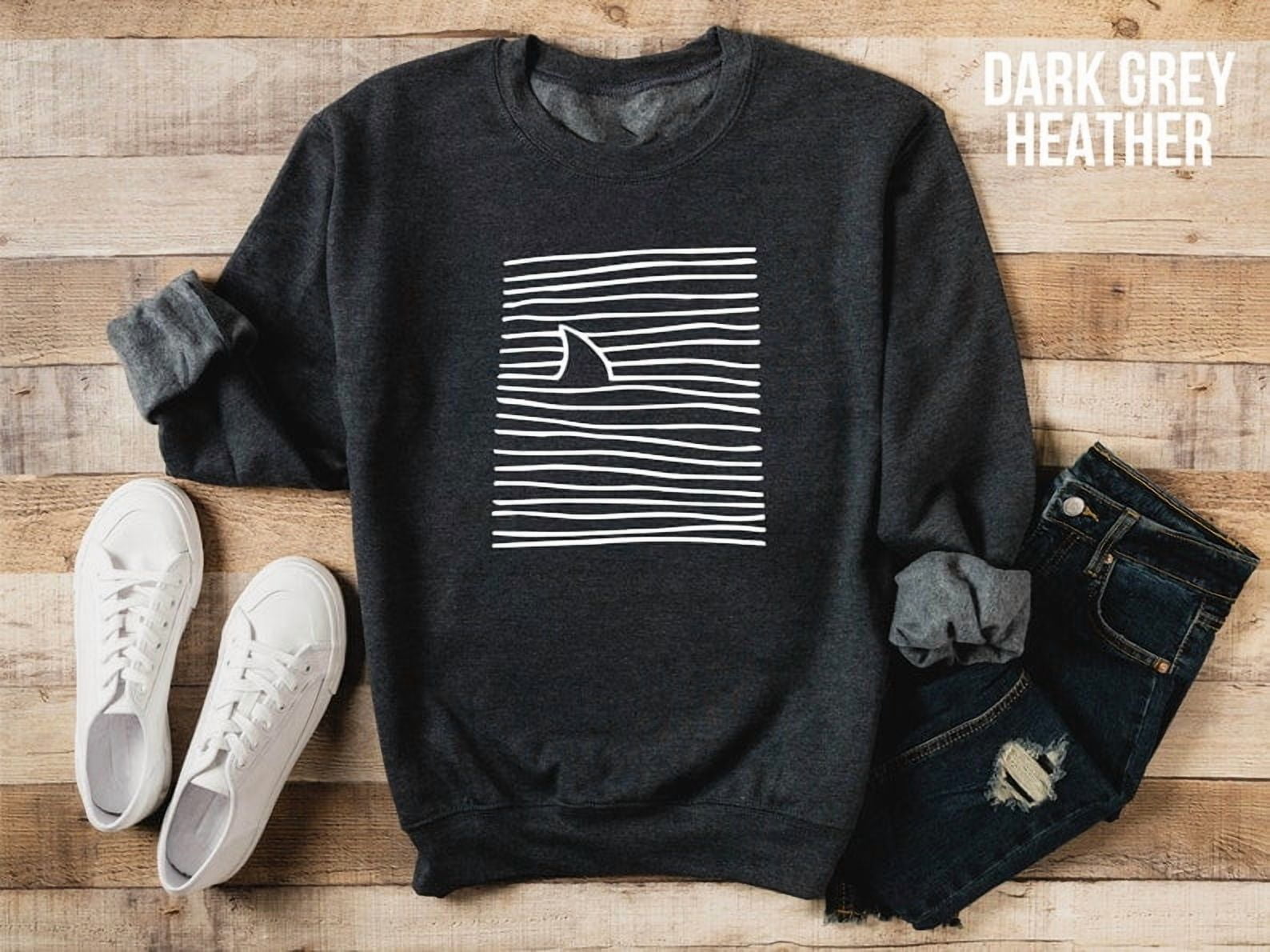 Shark Fin Sweatshirt: Swimming Shark Graphic Sweater - Walmart.com